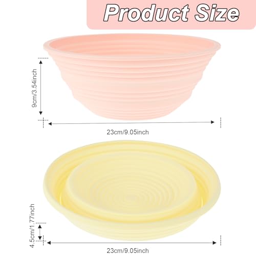 2Pcs Bread Proofing Basket Silicone, Collapsible Sourdough Bread Baking Supplies Dough Proofing Bowl Containers Oven Safe Baking Gifts for Bakers, 9inchs (A)