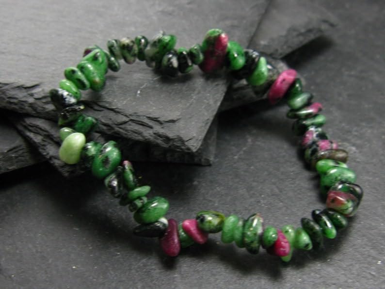 LKBEADS Natural Ruby in Zoisite 4-5mm nugget smooth 7inch Semi-Precious Gemstones Beaded Bracelets for Men Women Healing Crystal Stretch Beaded Bracelet Unisex