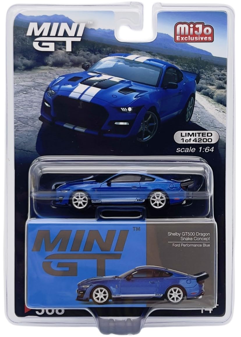 True Scale Miniatures Model Car Compatible with Shelby GT500 Dragon Snake Concept Ford Performance Blue 1/64 Diecast Model Car MGT00568