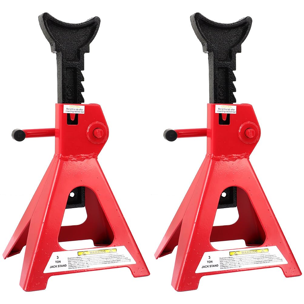 ROADFAR 3 Ton 1 Pair Jack Stands For Car Truck Auto Lift, Red