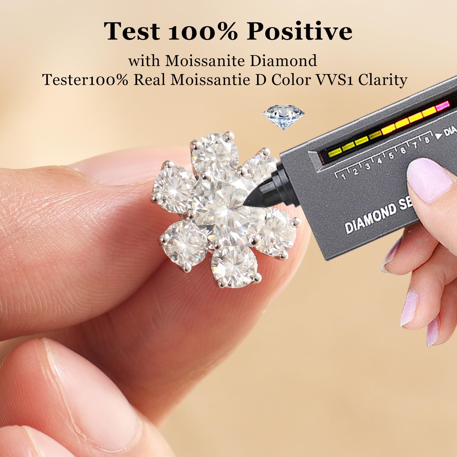 TunzugMoissanite Stud Earrings D Color VVS1 Clear Moissanite Stud Earrings 18K Gold Plated 925 Sterling Silver Friction Base Hypoallergenic Earrings for Men Women