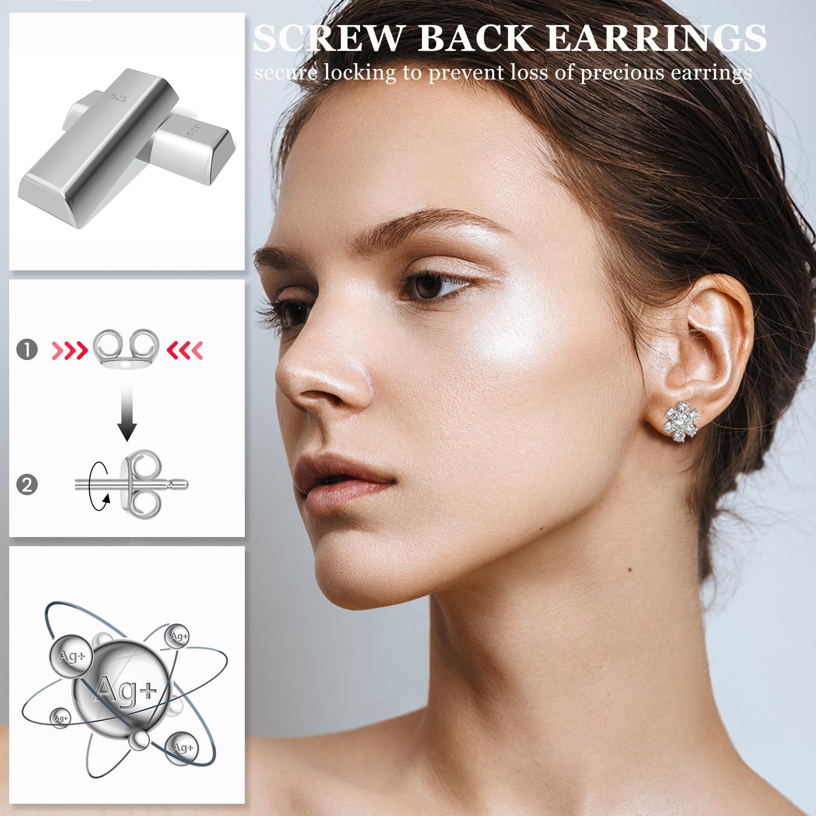 TunzugMoissanite Stud Earrings D Color VVS1 Clear Moissanite Stud Earrings 18K Gold Plated 925 Sterling Silver Friction Base Hypoallergenic Earrings for Men Women