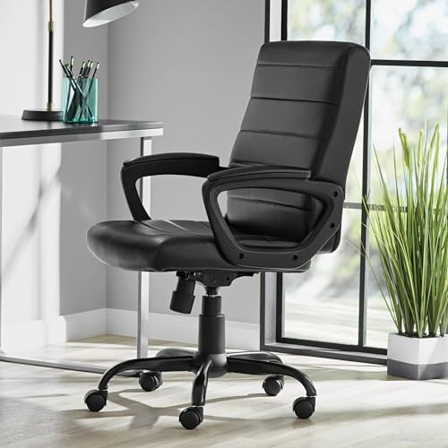 Bonded Leather Mid-Back Manager's Office Chair, Black