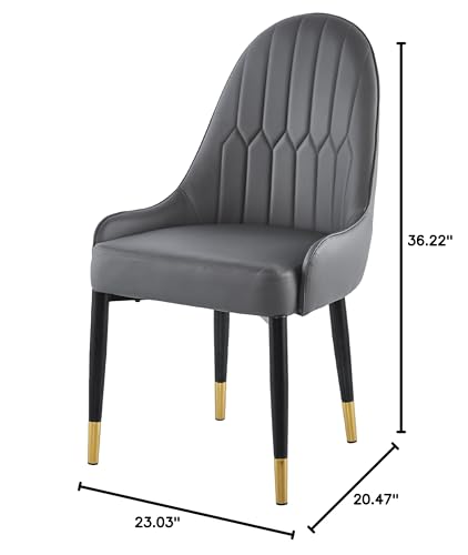 Wycian Sofa Desk Chair, Dining Set Boho 2PCS Grey Pu Leather Capacity 330LB 23.03" L 20.47" W 36.22" H Living Room Bedroom Dining Rooms Garden