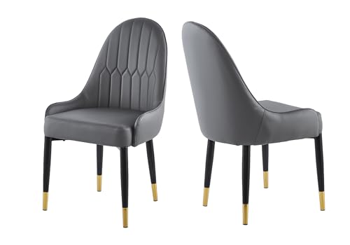 Wycian Sofa Desk Chair, Dining Set Boho 2PCS Grey Pu Leather Capacity 330LB 23.03" L 20.47" W 36.22" H Living Room Bedroom Dining Rooms Garden