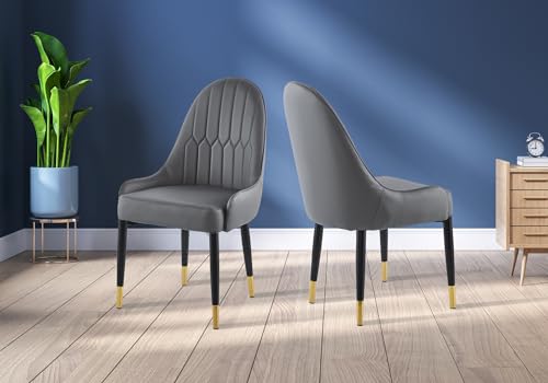 Wycian Sofa Desk Chair, Dining Set Boho 2PCS Grey Pu Leather Capacity 330LB 23.03" L 20.47" W 36.22" H Living Room Bedroom Dining Rooms Garden