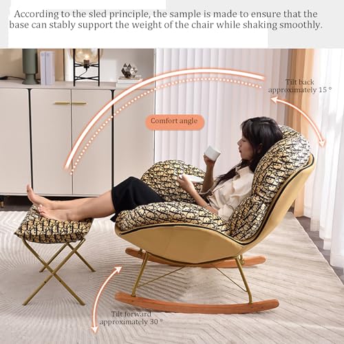 BREAUX Upholstered Rocking Armchair,Wood Base,Comfy Uplostered Accent Chair for Living Room,Outdoor Patio Rocking Chairs(B)