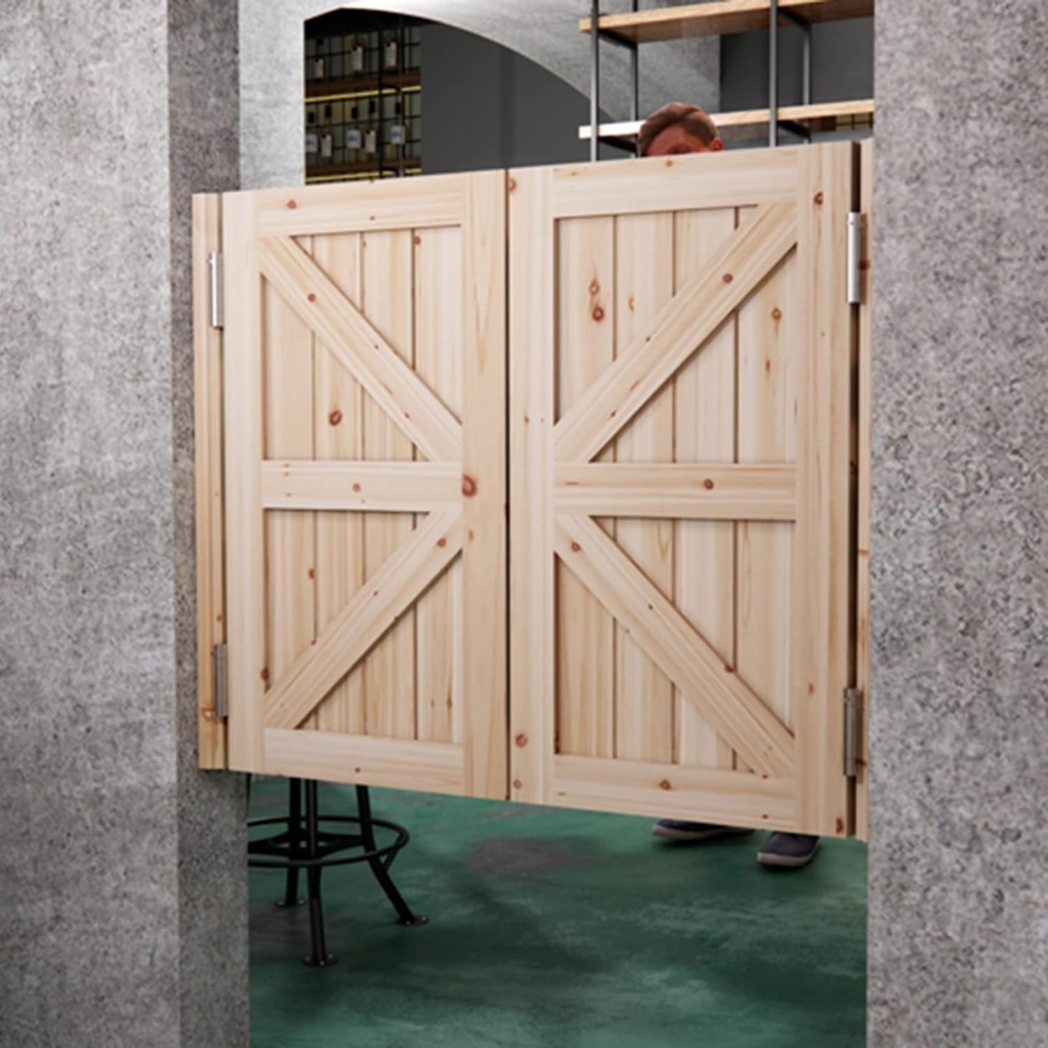 Natural Wood Saloon Swinging Doors,Cafe Saloon Doors Swinging,Auto Close Swinging barn Door Swinging Door,with Satin Chrome Hardware Double Doors,for Kitchen Bathroom Hallway Swinging Doors 11291