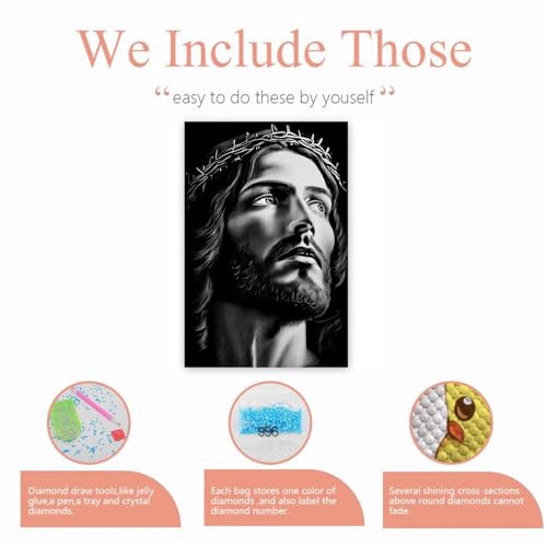 MOMEPE Religion Jesus 5D Diamond Painting Kits, Jesus Diamond Art for Adults, Diamond Dots Gem Art Room Decor Aesthetic 20x24 Inch