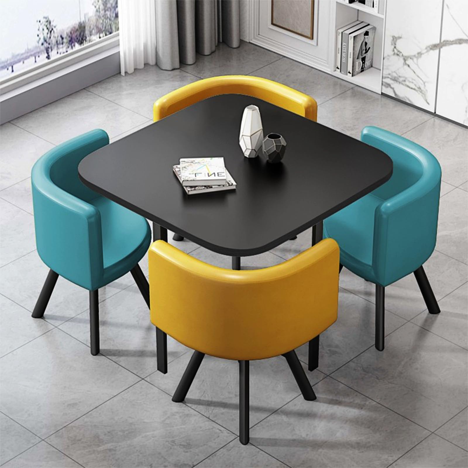 Reception Table and Chair Combination Coffee Table and Chair Set Business Conference Room Coffee Table, Suitable for Lounge L80*W80*H75cm/L31.4*W31.4*H29.5in Q