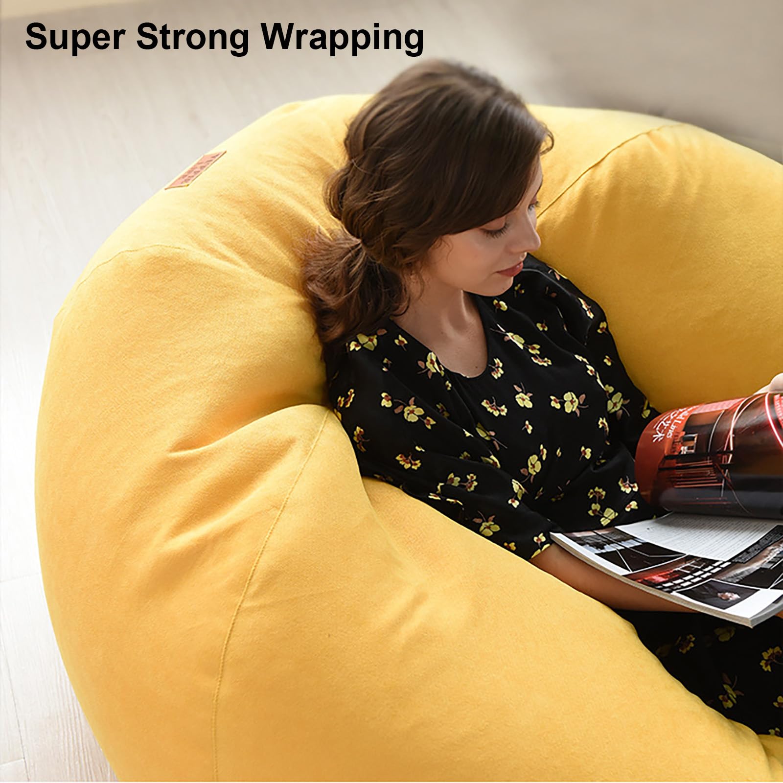 PRELGOSP Bean Bag Chair Cover Without Filling, Soft Lazy Sofa Beanbag Toy Storage Stuffed Animal Seat for Adults, Kids, Teens,Brown,L