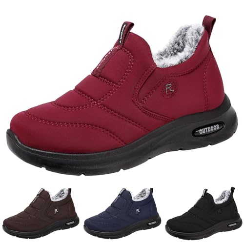 JEUROT Women Snow Boots Winter Shoes Slip on Boot Comfortable Winter Boot Waterproof Booties Comfy Outdoor Anti Slip Shoes Coffee