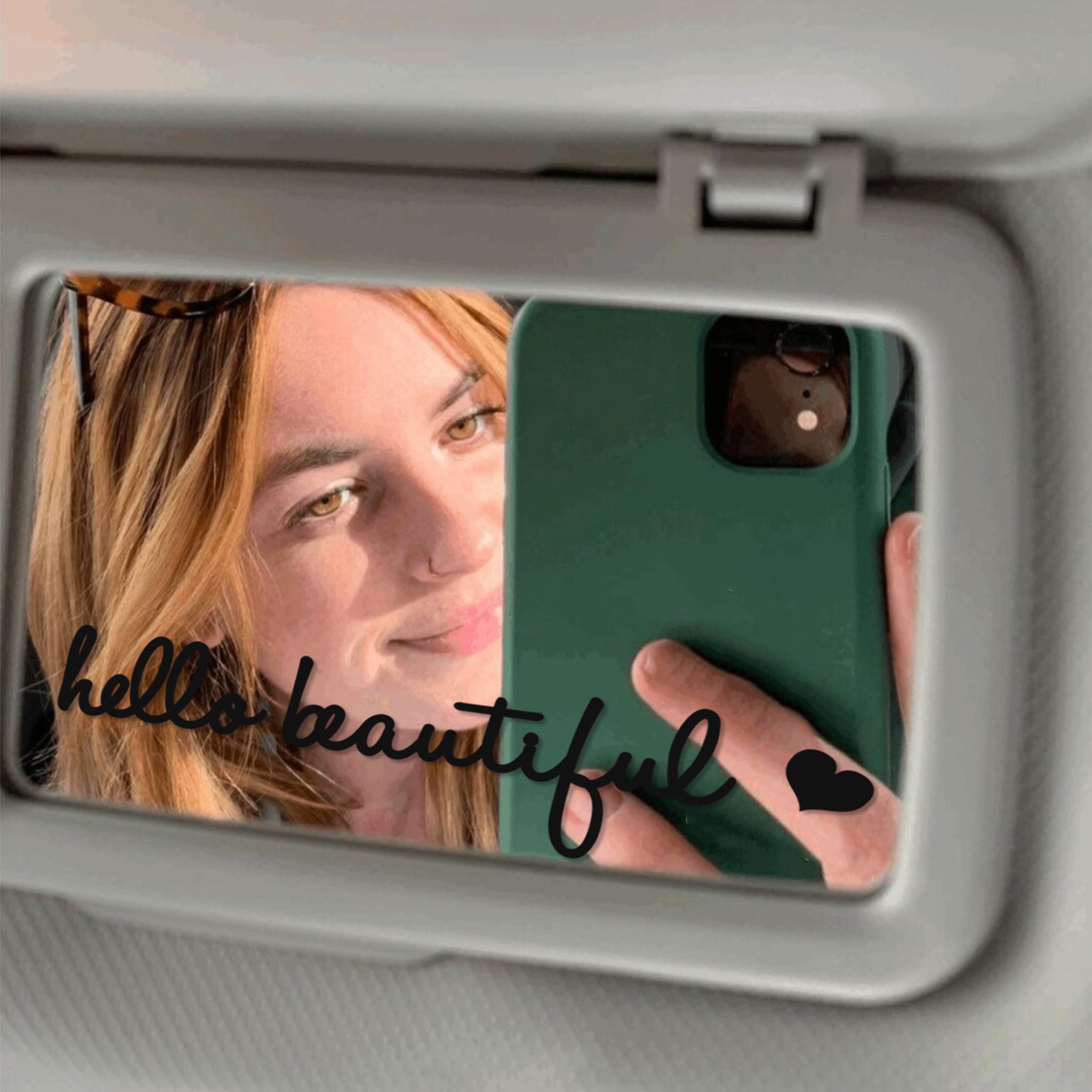 3x Hello Beautiful Rearview Mirror Decal,Vinyl Car Decals For Women,Vanity Mirror Stickers,Girl Car Decal Gifts,Car Window Decal,Car Mirror Sticker,Car Window Decal, Self Affirmations Decal