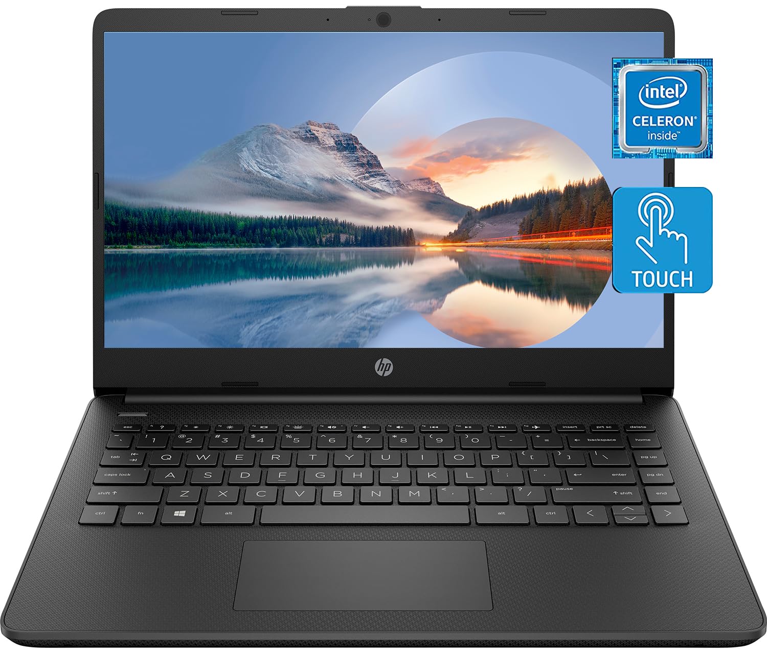 HP 14 Laptop, Intel Celeron N4020, 32GB RAM, 64 GB Storage, 14-inch HD Touchscreen, Intel UHD Graphics 600, Windows 11, Thin & Portable, 4K Graphics, One Year of Microsoft 365, Jet Black