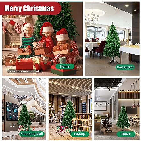 6.5FT Artificial Christmas Tree Xmas Holiday Pine Tree Christmas Tree Realistic Holiday Decoration with Metal Stand Hinges PVC Leaves Easy Assembly for Outdoor Indoor Party Green