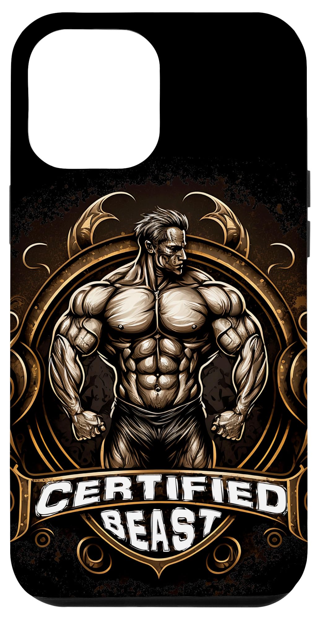 iPhone 13 Pro Max All Muscle Bodybuilder with CERTIFIED BEAST in White Text Case
