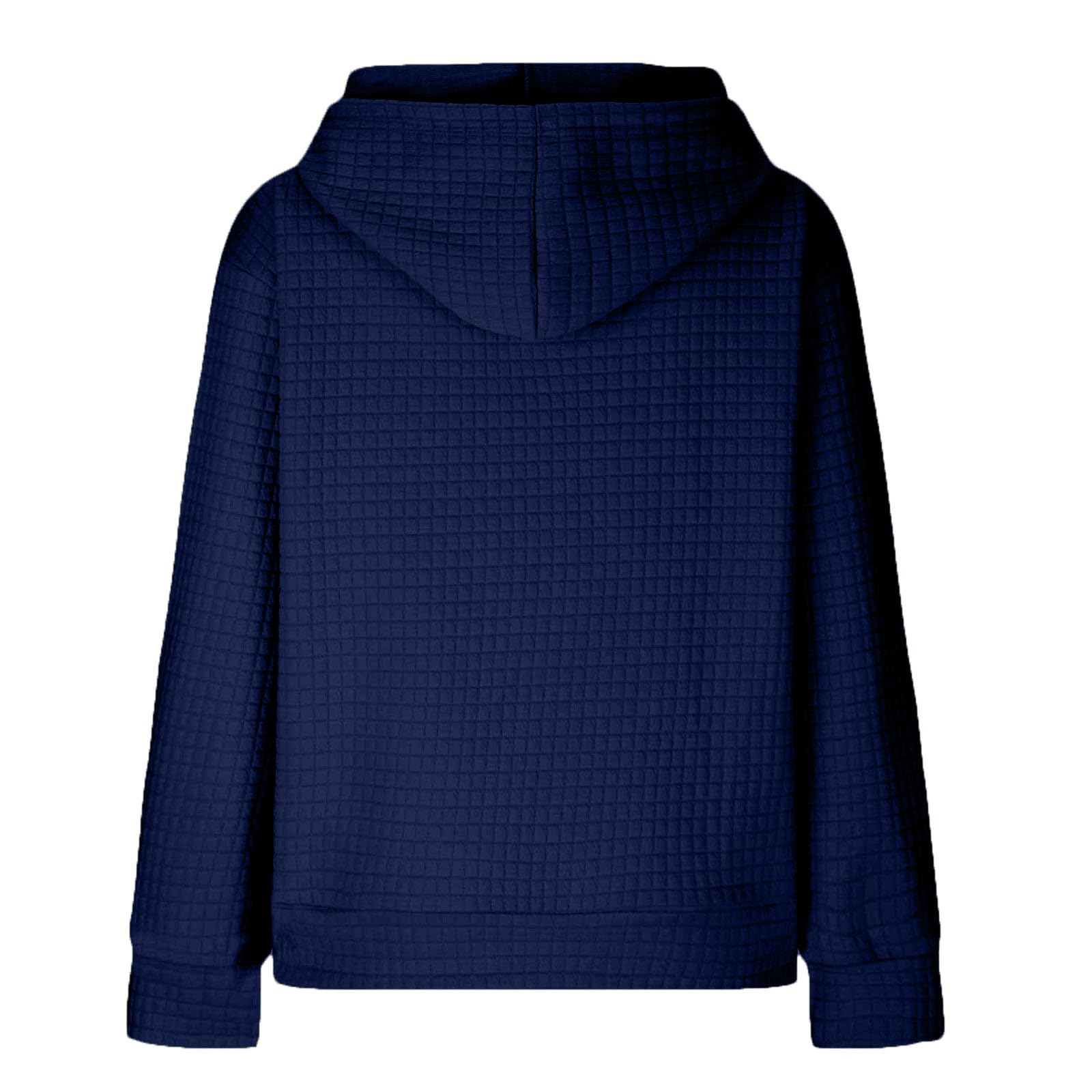 Stessotudo Womens Cute Waffle Knit Hoodies Casual Heart Print Long Sleeve Tops Drawstring Oversized Graphic Cotton Sweatshirt