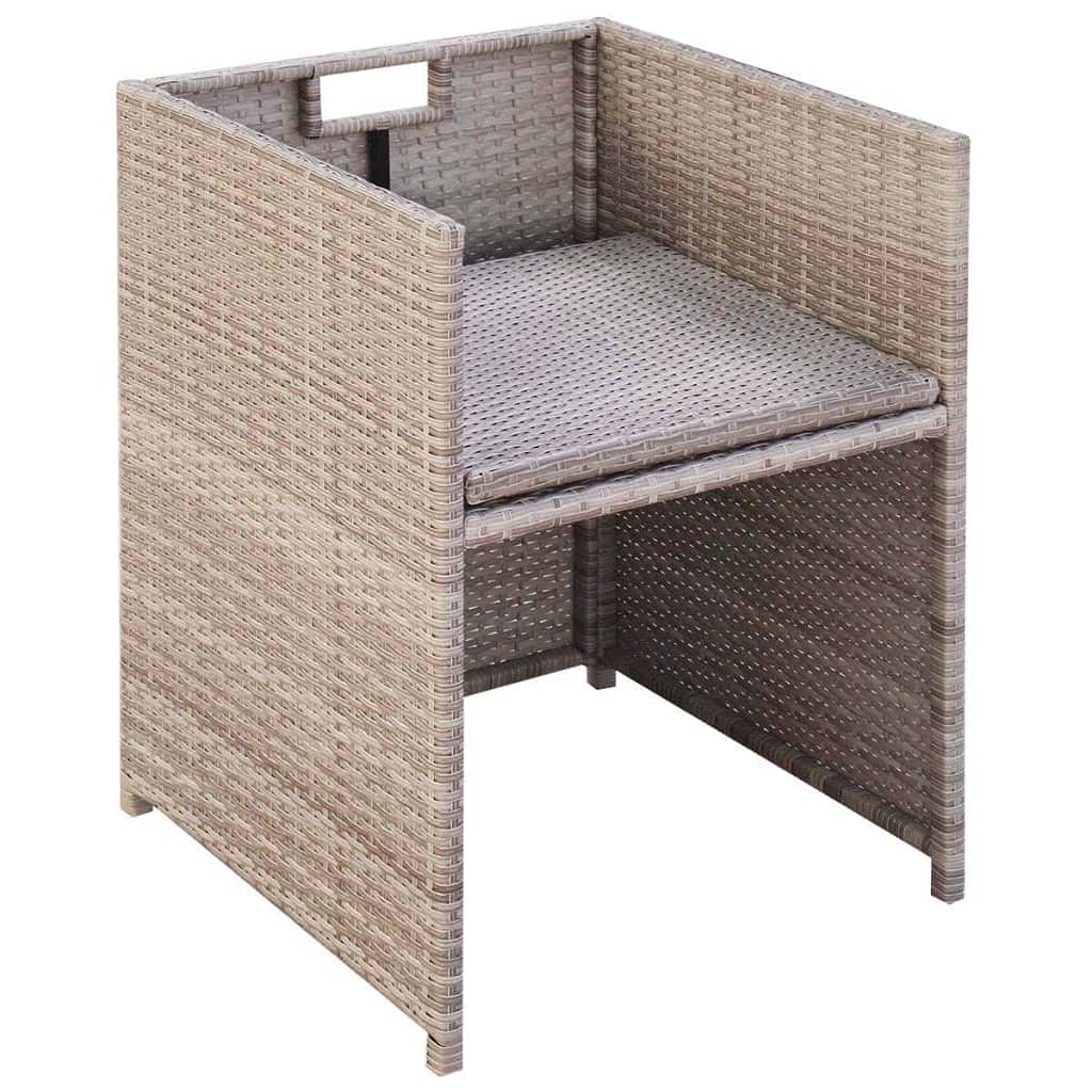 5 Piece Outdoor Dining Set with Cushions | Patio Dining Set | Garden 1 Glass Top Dining Table and 2 Rattan Chairs & Stools for Backyard Poolside Yard | Beige Poly Rattan with Steel Frame