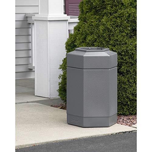 COMMERCIAL ZONE Products 737103 Hex Waste Container,Gray,30 gal,lon