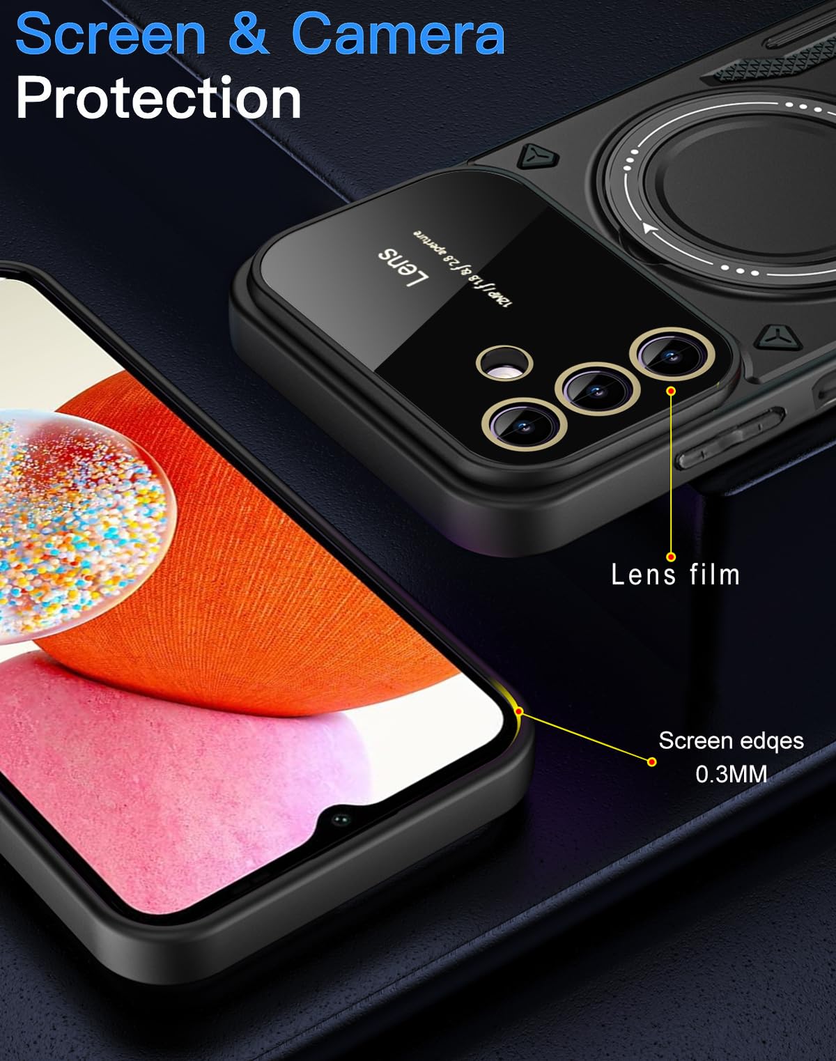 YJZSKRXFAK Case for Samsung Galaxy A13 5G/A04/A04S, Shockproof Magnetic Built-in 360° Kickstand and Camera Lens Protector Heavy Duty Protective Case for Samsung Galaxy A13 5G/A04/A04S Rose Gold