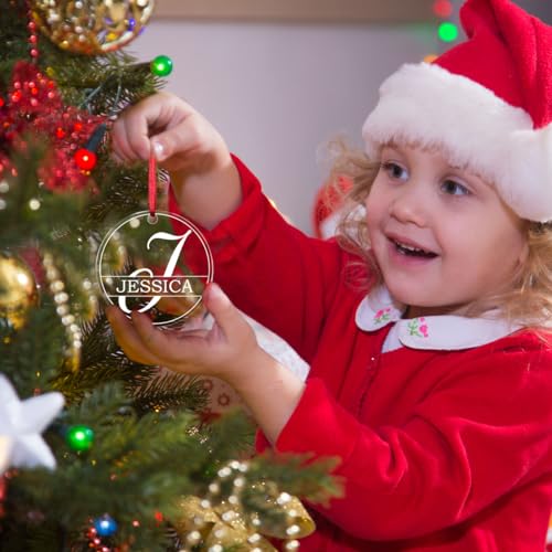 Personalized Name Christmas Acrylic Ornament 2023 Custom Text Capital Letters Christmas Tree Decorations Customized Hanging Ornament Gift for Family Lover Friend 2023 Xmas