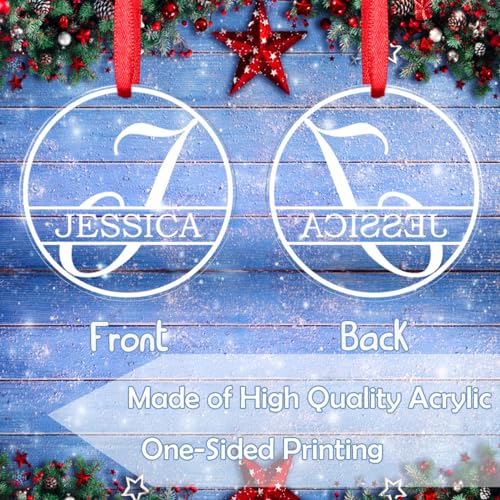 Personalized Name Christmas Acrylic Ornament 2023 Custom Text Capital Letters Christmas Tree Decorations Customized Hanging Ornament Gift for Family Lover Friend 2023 Xmas