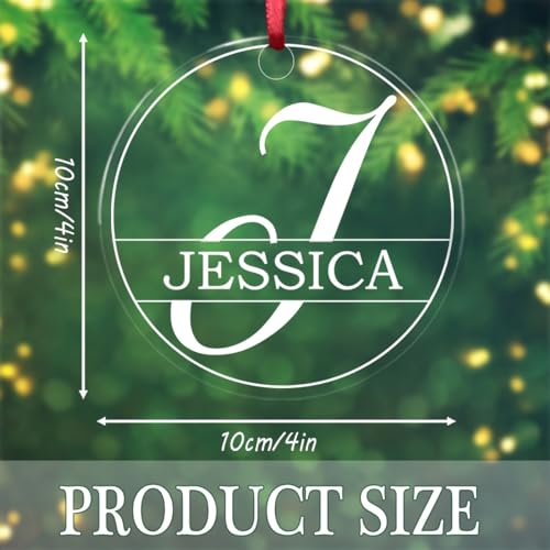 Personalized Name Christmas Acrylic Ornament 2023 Custom Text Capital Letters Christmas Tree Decorations Customized Hanging Ornament Gift for Family Lover Friend 2023 Xmas