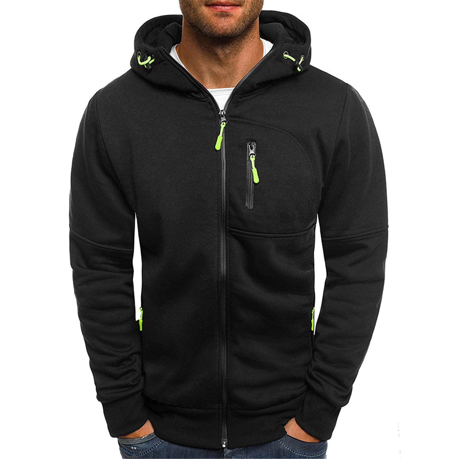 Brnmxoke Friday Balck Deals 2023 Men's Hoodies Zip Up Lightweight Casual Sweatshirts Jackets Long Sleeve Sport Outdoor Pockets Hoodie Trendy Clothes Sudadera Con Capucha para Hombre