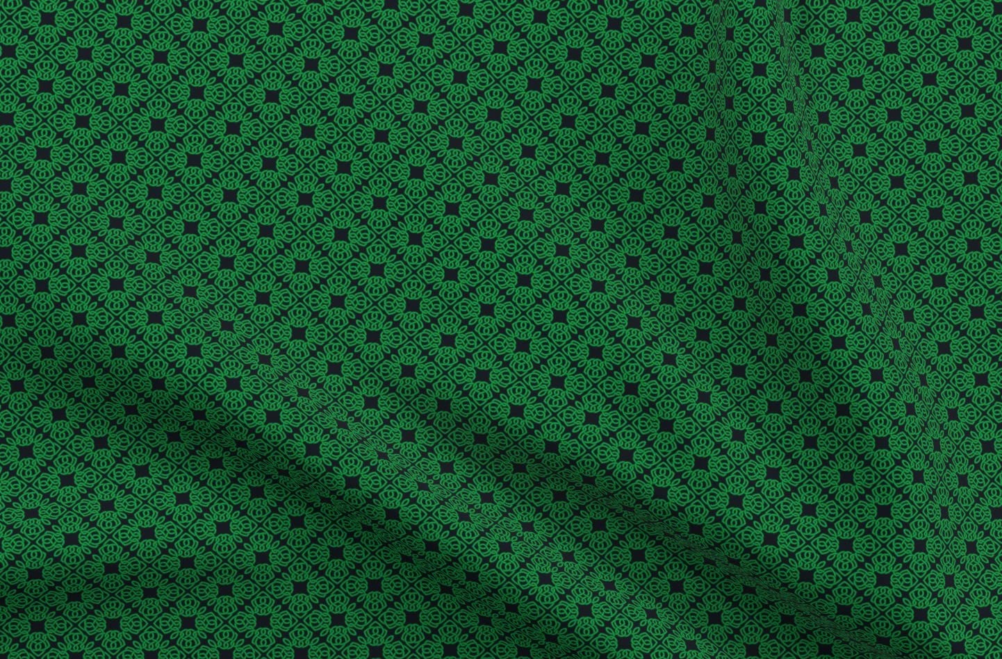 Spoonflower Fabric - Green Black Celtic Knots Printed on Chiffon Fabric by The Yard - Sewing Fashion Apparel Dresses Home Decor