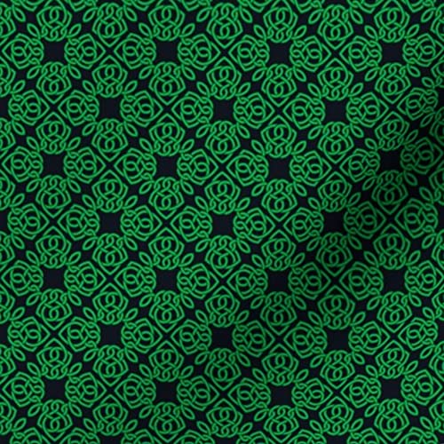 Spoonflower Fabric - Green Black Celtic Knots Printed on Chiffon Fabric by The Yard - Sewing Fashion Apparel Dresses Home Decor