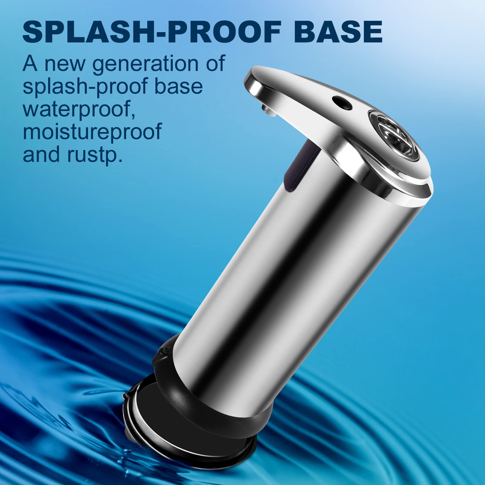 Automatic Soap Dispenser, Touchless 3-Level Adjustable Hand Sanitizer Dispenser, Equipped Upgraded Waterproof Base Infrared Sensor, Stainless Steel Liquid Soap Dispenser for Kitchen Bathroom (280ml)