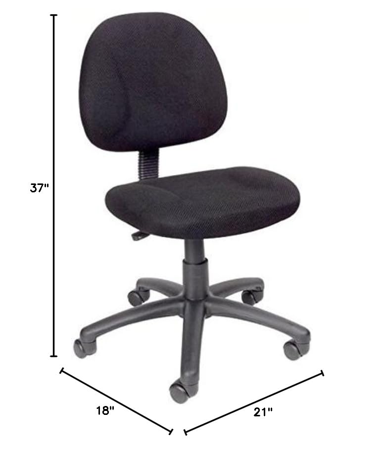 Pemberly Row Adjustable DX Fabric Posture Office Chair in Black