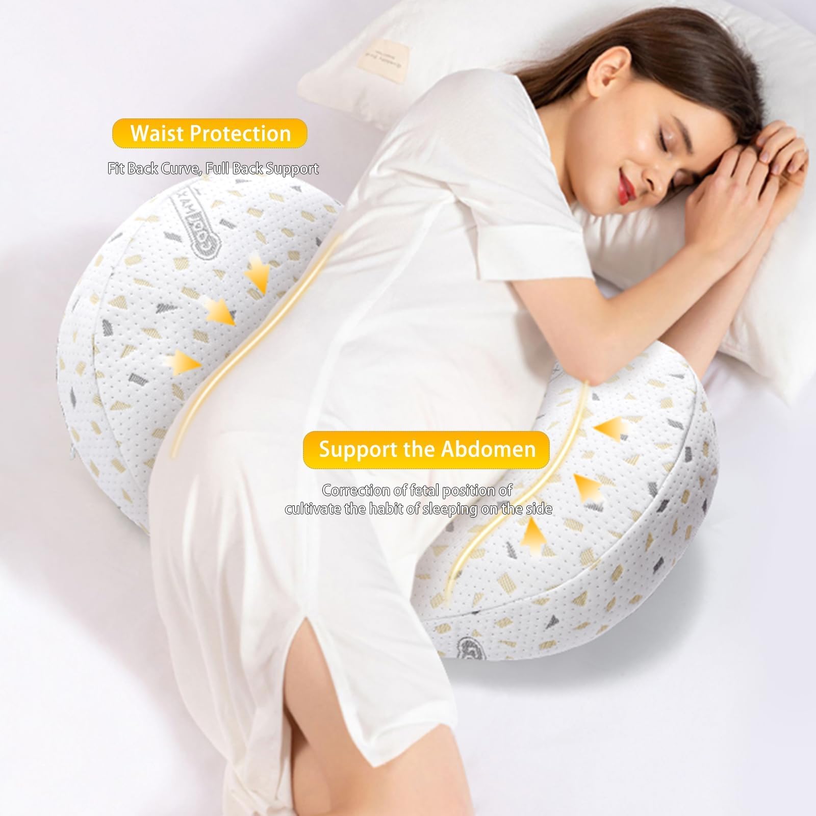 Coldew Pregnancy Pillows for Sleeping, Maternity Pillow for Pregnant Women, Soft Adjustable Width Pregnancy Body Pillow with Pillow Cover - Support for Belly, Back, Legs (Grey, Small)