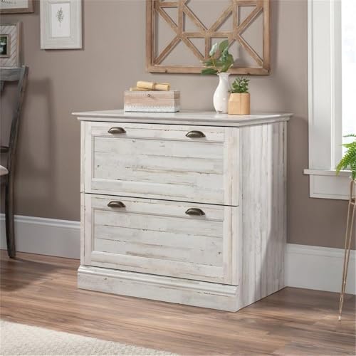 Pemberly Row Mid-Century Engineered Wood Lateral File Cabinet in White Plank