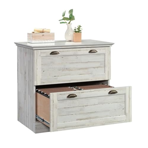 Pemberly Row Mid-Century Engineered Wood Lateral File Cabinet in White Plank