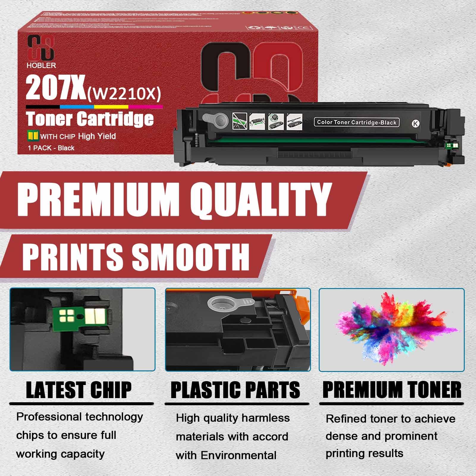 Replacement W2210X Toner Cartridges Compatible for HP 207X W2210X Toner Cartridge Work for Laserjet Pro M255DW M255NW M282NW M283FDN M283FDW Printers