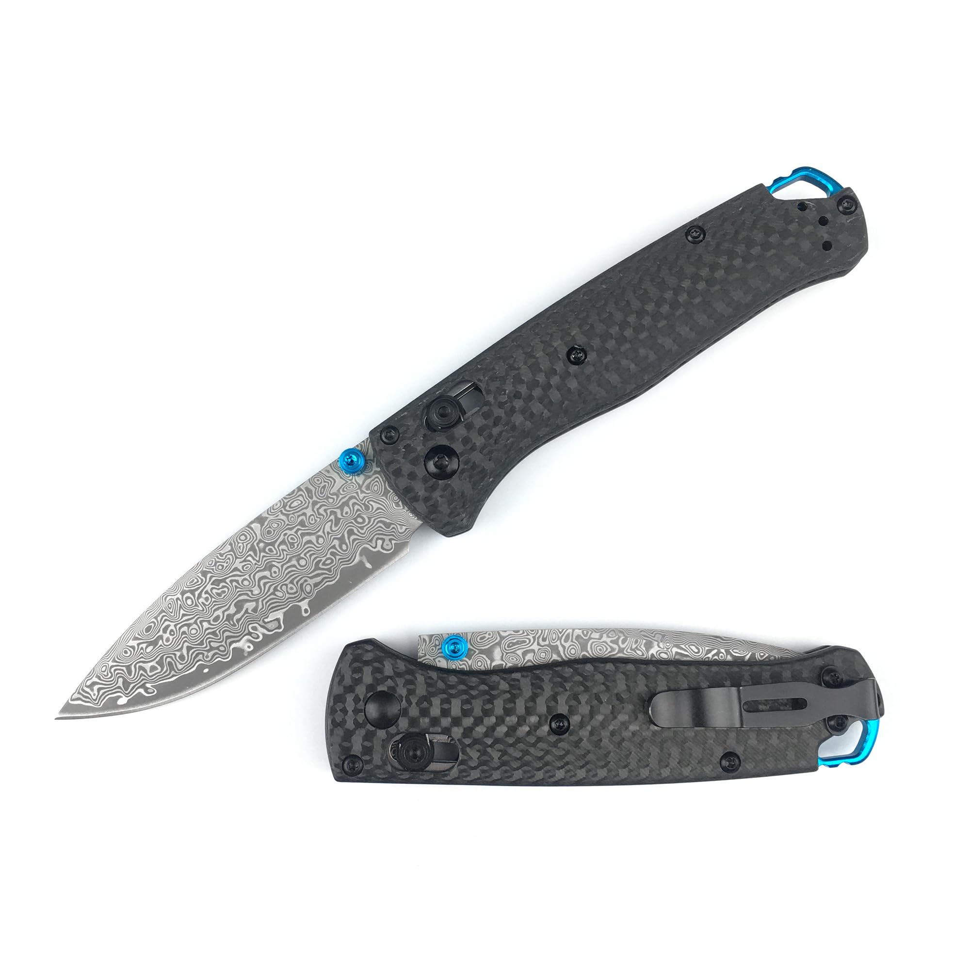 HUAAO EDC Bugout Knife, Axis Lock Pocket Knife with 3'' Damascus Blade Carbon Fiber Handle, Damascus Folding Knife with Thumb Stud Pocketclip