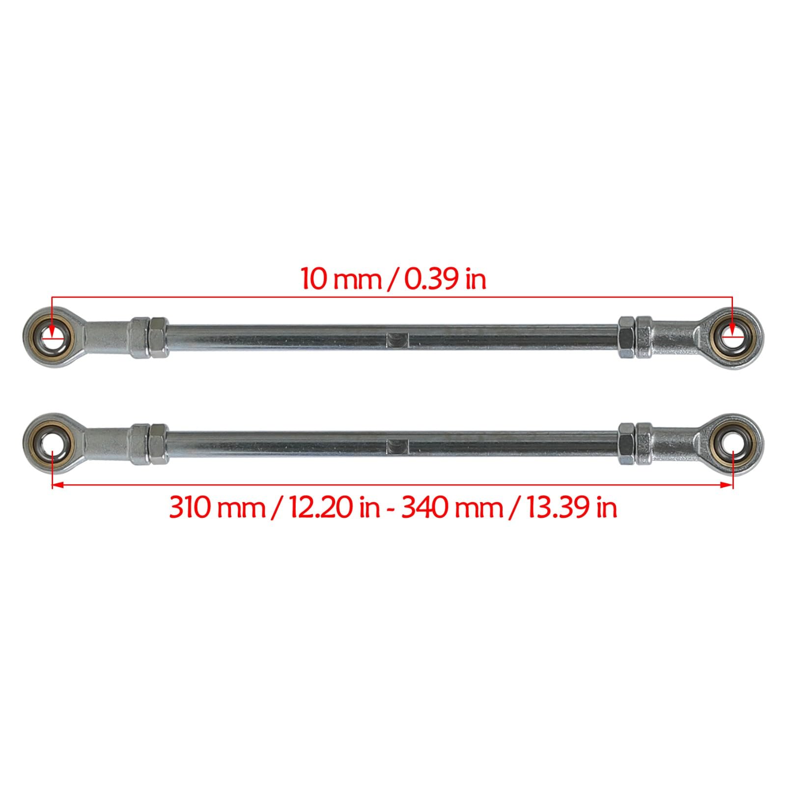 Fuerduo Pair 10mm Adjustable Steering Tie Rod End Kit for Go Kart Cart Drift Trike ATV Quad