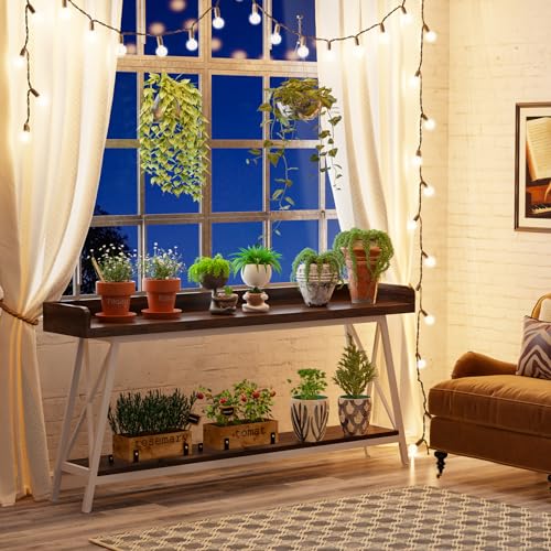 Tribesigns 70.9 inch Extra Long Console Table Behind Couch, Rustic Industrial Sofa Table for Living Room, Narrow Entryway Hallway Long Bar Table, Brown+White