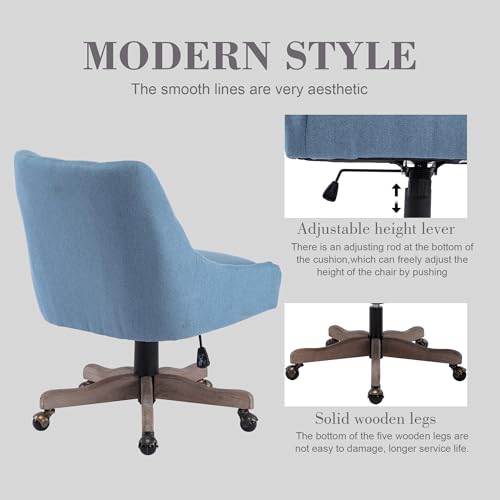 MOONMISS Adjustable Swivel Office Chair - Computer Task Chairs with Wheels, Modern Leisure Desk Chair with Five-Star Base for Home, Office, Living Room, Navy