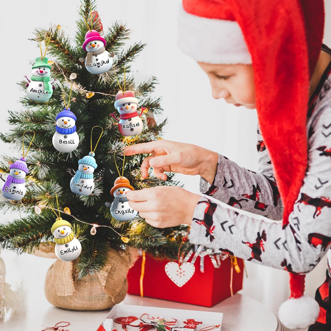 TATLETATLE Personalized Snowman Christmas Ornaments Custom Family Names 8pcs Xmas Ornaments Customized Ornaments for Christmas Tree Hanging Decorations (Snowman-5)