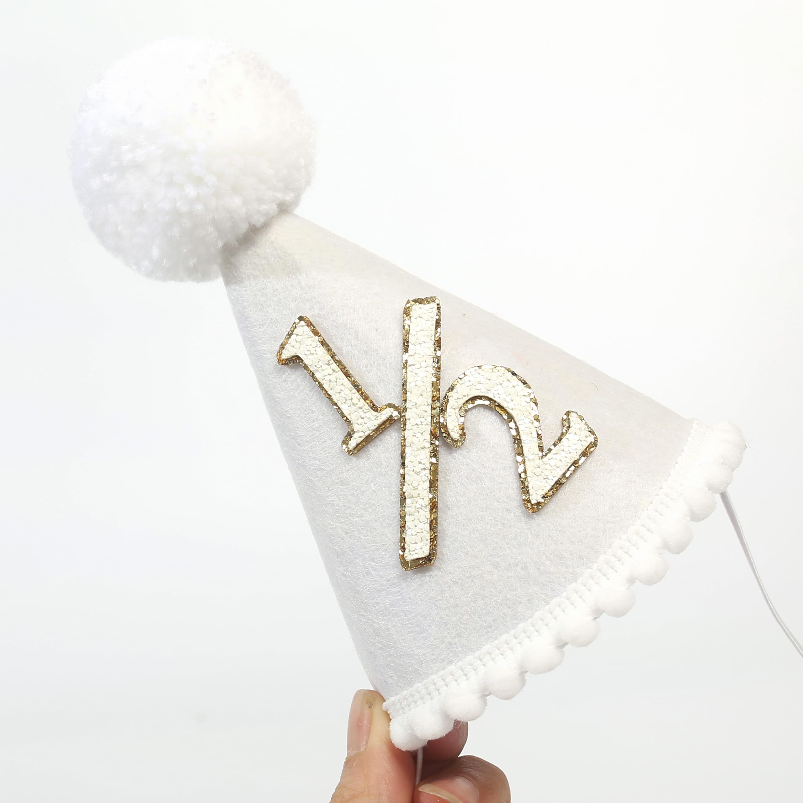 Boho Half Birthday Conical Cap - Natural 6 Month Celebration Hat with Milky White Color for Birthday Celebration