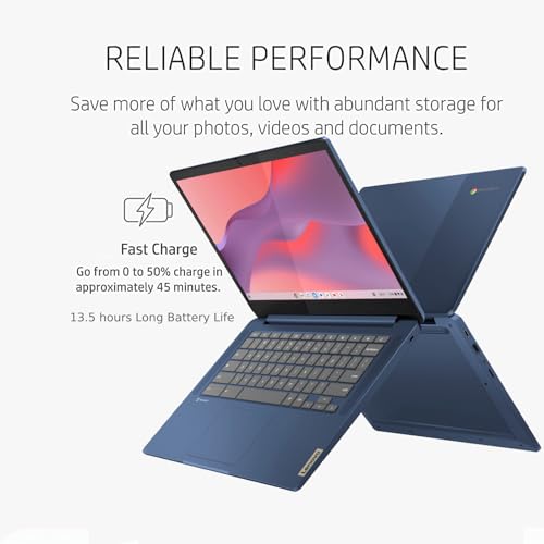 Lenovo Slim-3 Touch-Screen Chromebook Laptop Computer for Students and Business - 14" FHD Display, 13.5H Long Battery Life, MediaTek 520, 4GB RAM, 64GB eMMC, 256GB Micro SD, Wi-Fi 6, Chrome OS