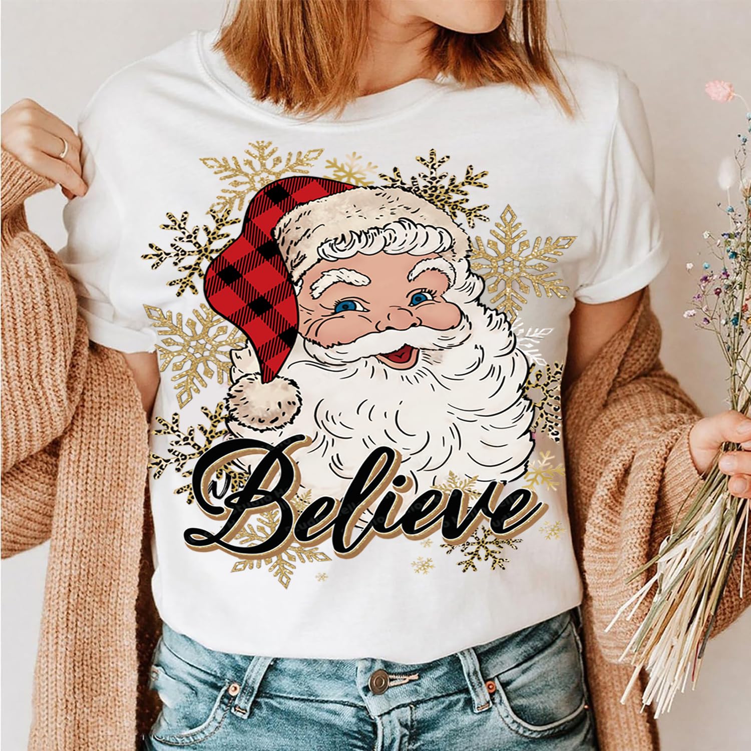 6Pcs Christmas Iron on Transfers Brown-Red Stripe Gold Glitter Designs Iron on Stickers Christmas Dwarf Reindeer Alphabet Tree Iron on Decals Heat Transfer Stickers Applique for Clothing Pillow Cover