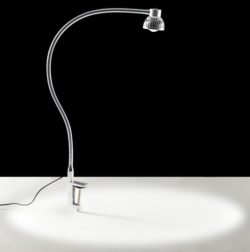 Hersi High Bright 5w 35‘’Long Flexible Arm Desk Lamp Metal Architect LED Task Light with Clamp, Adjustable Folding Twin-Arm Clip-on Table Lamp,Black for Home Office (Silver)
