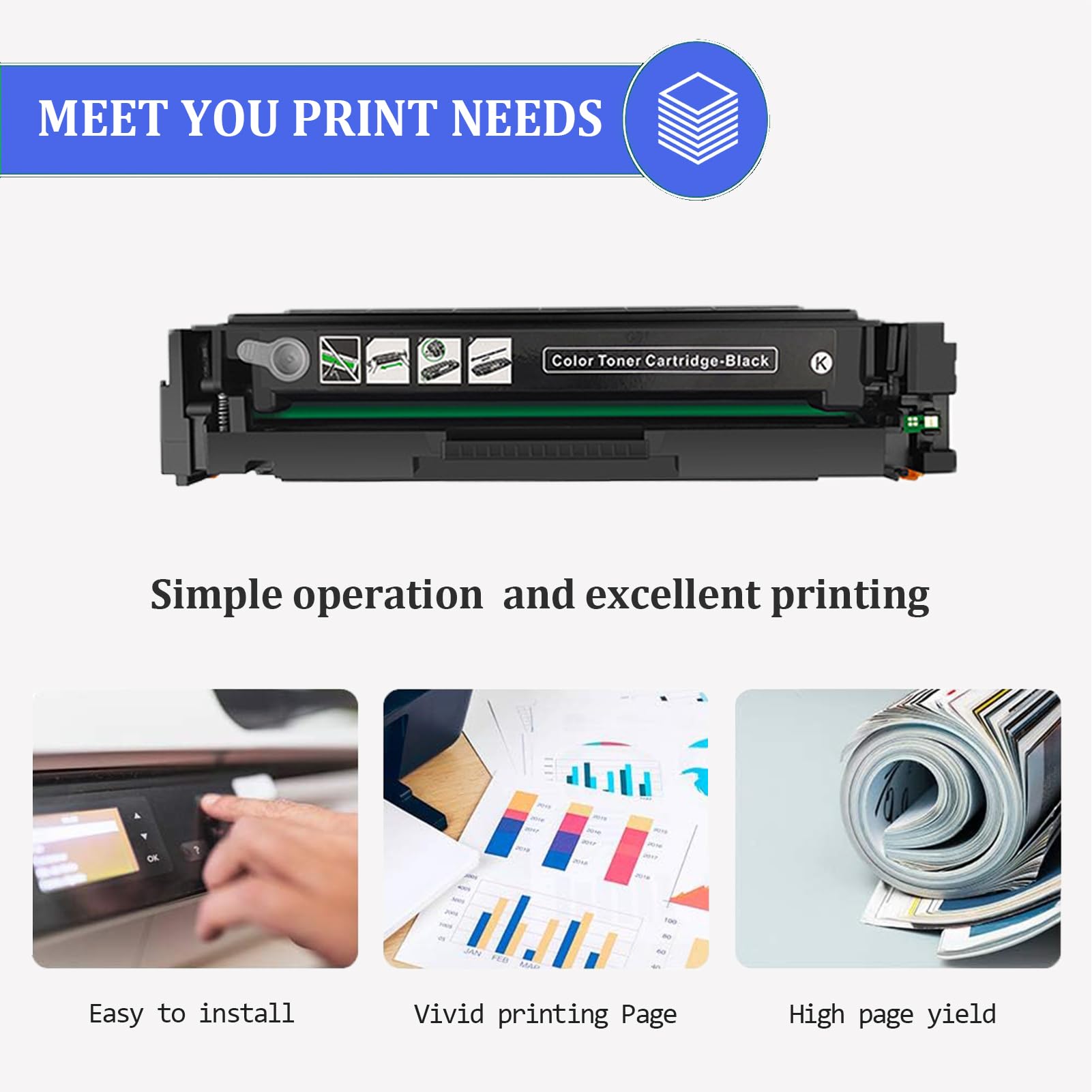 207A Toner Cartridge (with Chip) Compatible for HP W2210A W2211A W2212A W2213A Toner, Work for Color Pro M255dw M255nw MFP M282nw M283 Series Printers, 2 Black
