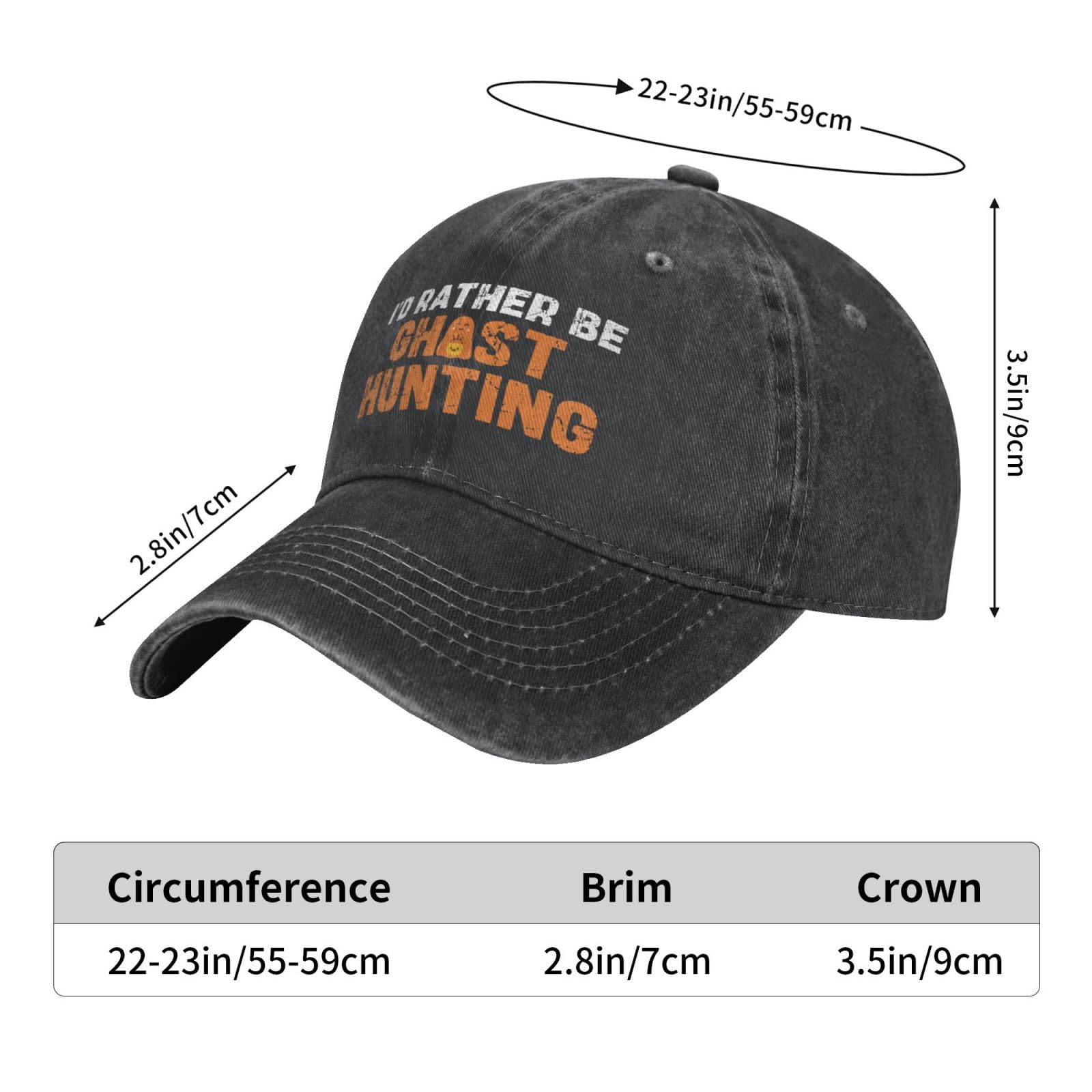 I'd Rather Be Ghost Hunting Hat Xmas Halloween Hat Men Women Baseball Cap Trucker Hat Cowboy Hat Black