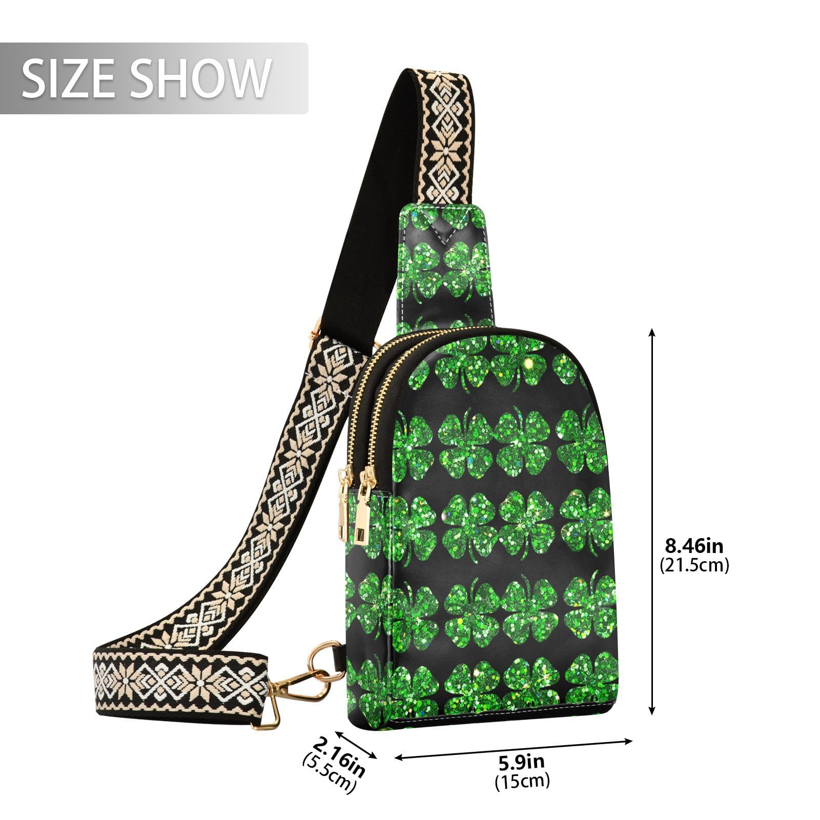Women Crossbody Sling Backpack St-patricks-glitter-shamrock Girl Chest Bag Daypack for Hiking Traveling