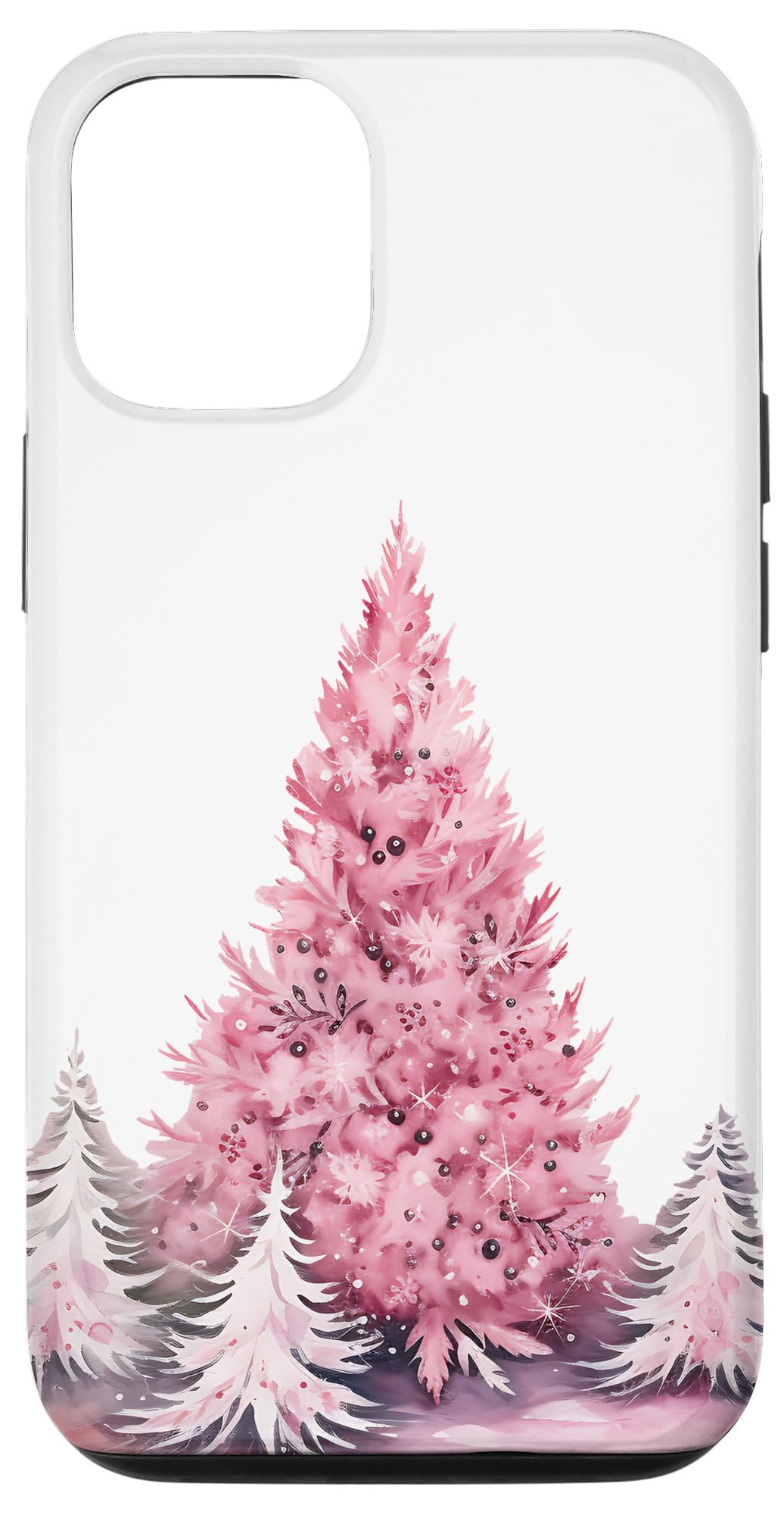 iPhone 13 Pro Vintage Winter Pink White Christmas Tree Case