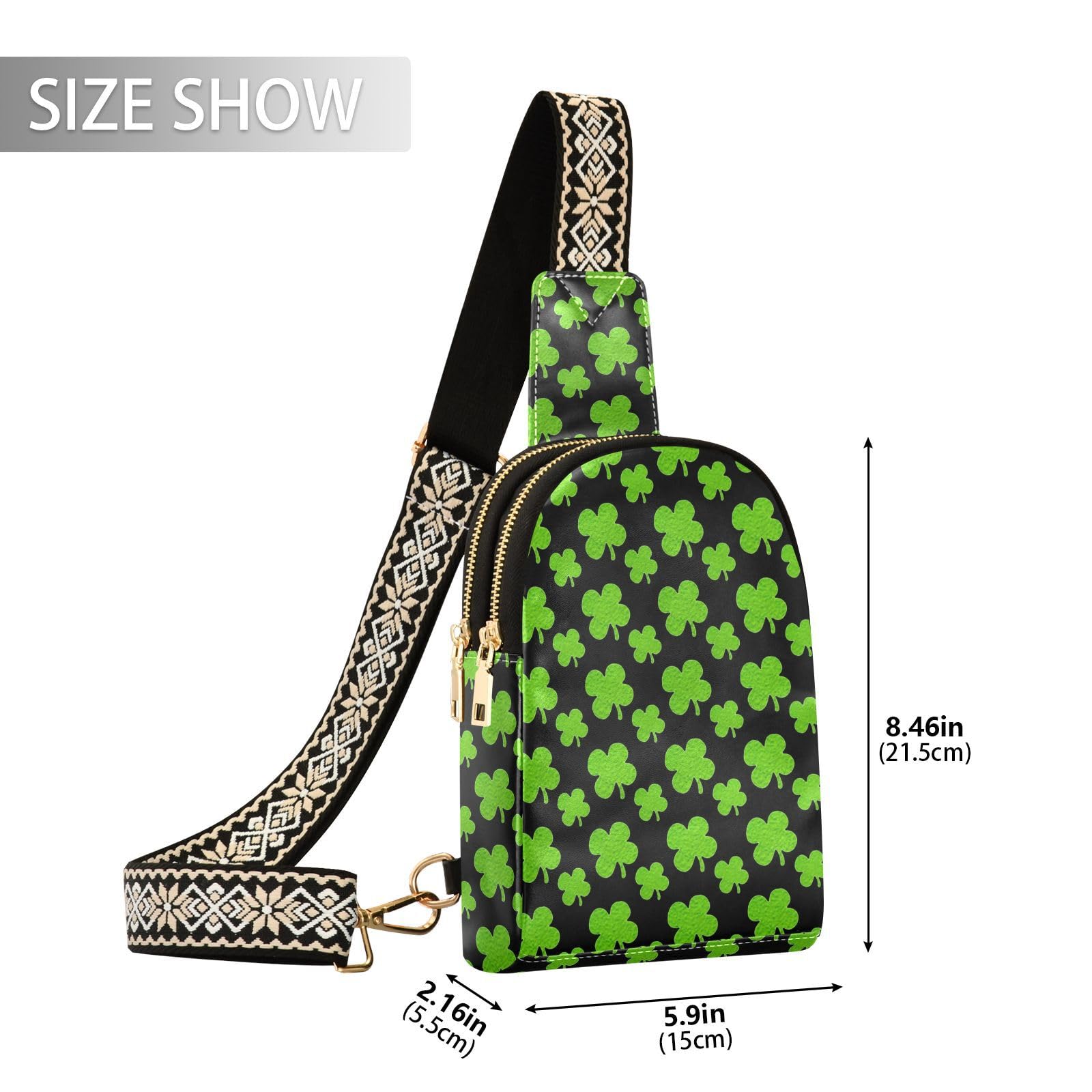 Women Crossbody Sling Backpack St-patricks-shamrock-clover Girl Chest Bag Daypack for Hiking Traveling